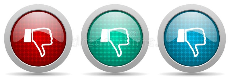 Dislike, Unlike Vector Icon Set, Glossy Web Buttons Collection Stock ...