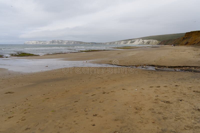 Dismal Summer Morning on Compton Bay, Isle of Wight Stock Image - Image ...
