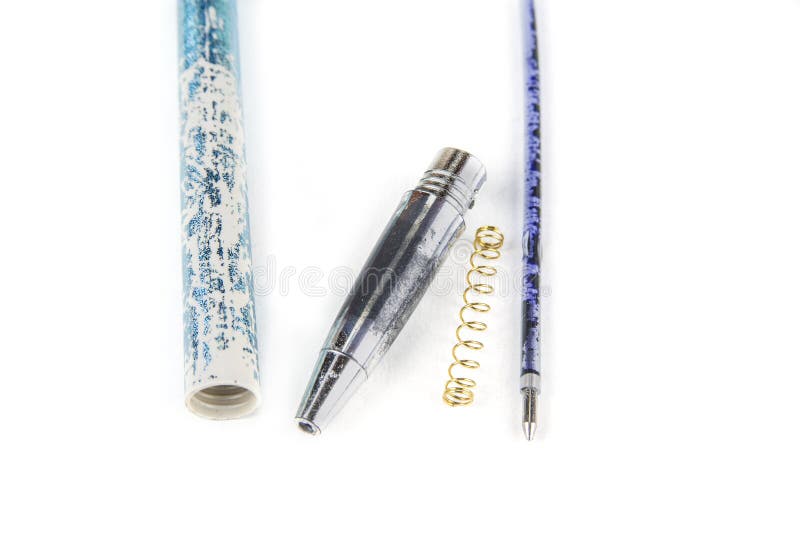 Dismantled Empty Old Pen. Write Out Pen on the White. Stock Photo ...