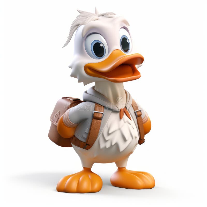 Disney Character Duck with Backpack: 3d Render Plastic Cartoon Stock ...