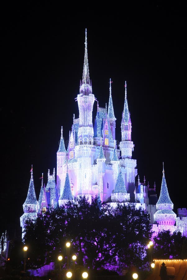 Disney Cinderella Castle at Night Editorial Photography - Image of blue ...