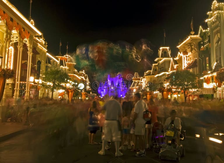 Disney Magic Kingdom Night Scene Editorial Image - Image of attraction ...