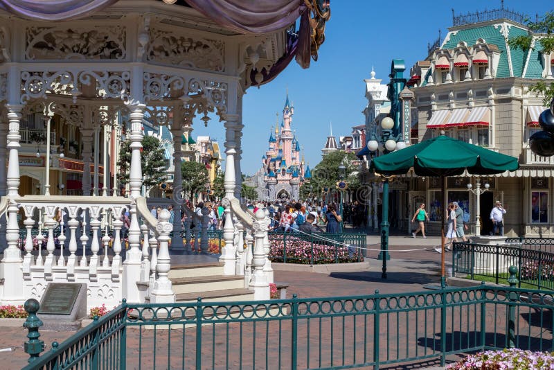 Disneyland Paris and Castle on the Main Street Editorial Photography ...