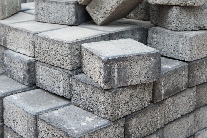 Gray Square Pavement Bricks Stock Image - Image of site, construction ...