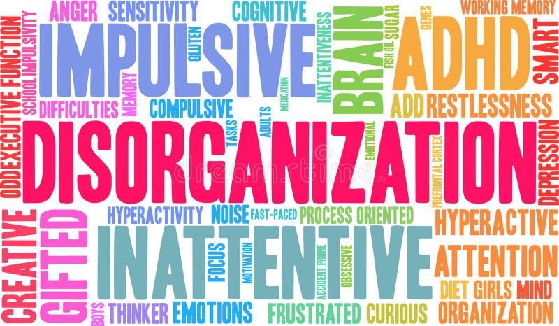 Disorganization Word Cloud stock illustration. Illustration of ...