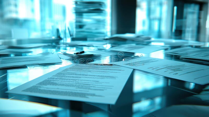 Disorganized Business Documents on Office Table Stock Illustration ...