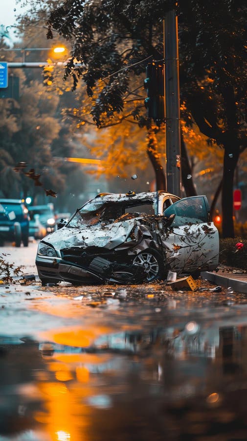 Disorganized Car Crash Accident on the Road Stock Illustration ...