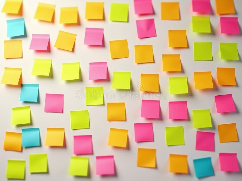 A Disorganized Collection of Colorful Sticky Notes on a Light Surface ...
