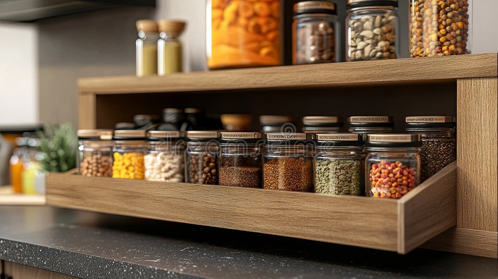 Disorganized Spice Rack with Scattered Labels. Stock Image - Image of ...