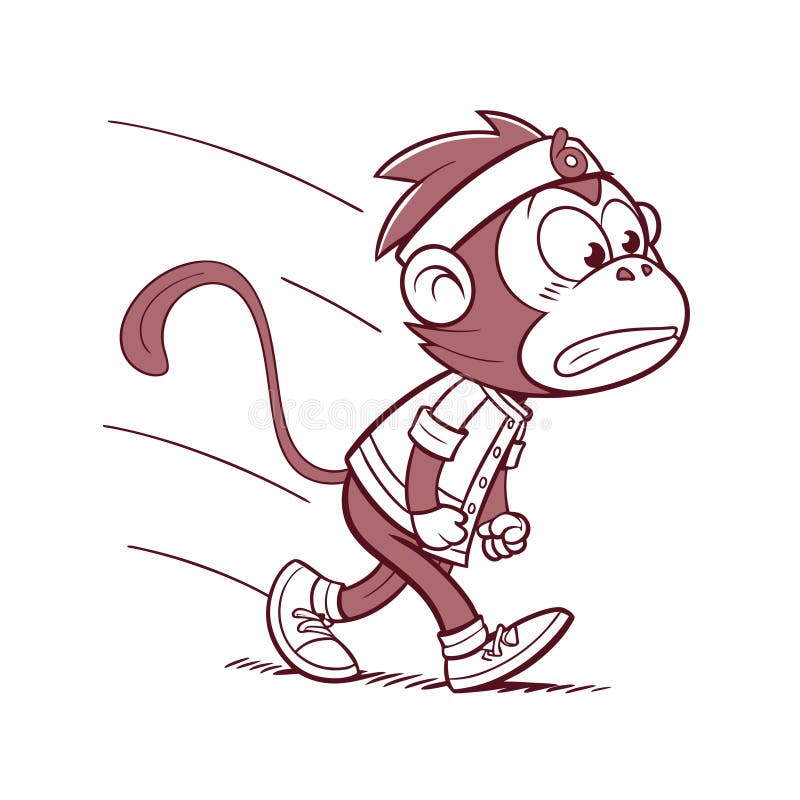 Disoriented Monkey in Racing Scene Stock Illustration - Illustration of ...