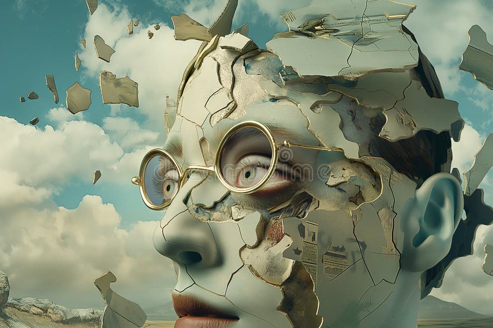 A Surreal Combination of Crumbling Pince-nez, Smeared with Glasses, AI ...