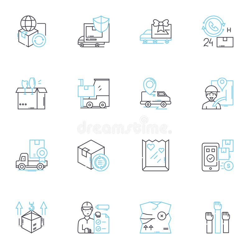 Dispatch Service Linear Icons Set. Delivery, Transportation, Logistics ...