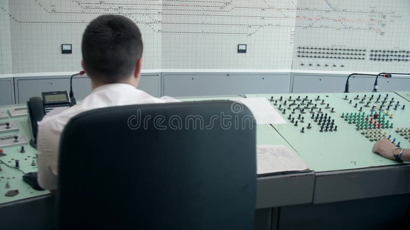 Moscow, Russia - Spring: Dispatcher of the Railway at Work. Train ...