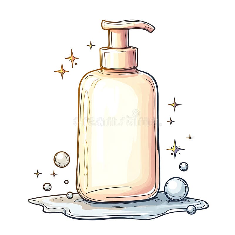 Dispenser Bottle with Pump and Bubbles Illustration Stock Illustration ...