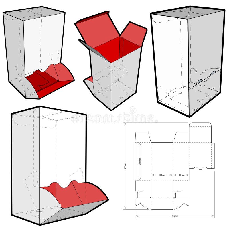Slim Dispenser Box Template with Die Cut Laser Cut Lines Stock Vector ...