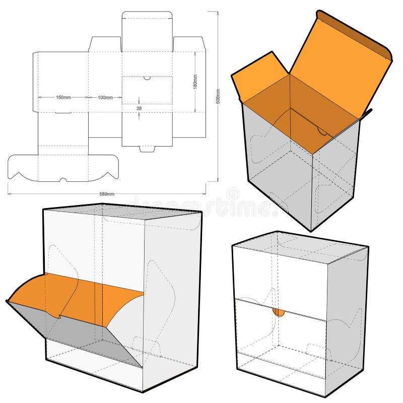 Dispenser Box and Die-cut Pattern. Stock Illustration - Illustration of ...