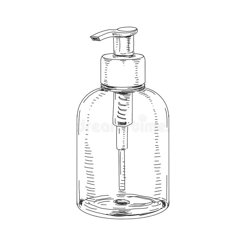 Dispenser for Liquid, Retro Hand Drawn Vector Illustration. Stock ...