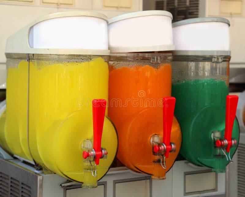Dispenser with Many Ice with Syrup Stock Image - Image of fruit ...