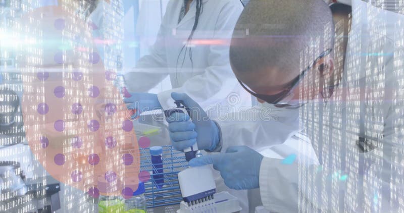 Dispensing Scientist in Lab Coat Using Electronic Pipette into ...
