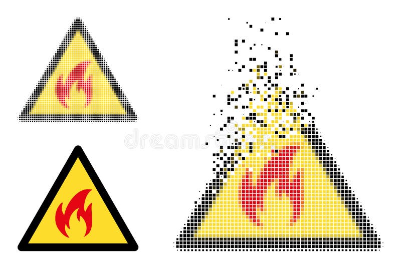Dispersed Dotted and Original Fire Warning Icon Stock Vector ...