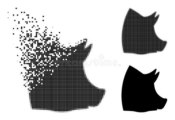 Dispersed Dotted Pork Head Icon with Halftone Version Stock Vector ...