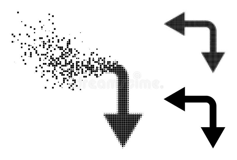 Dispersed and Halftone Dot Bifurcation Arrow Left Down Icon Stock ...