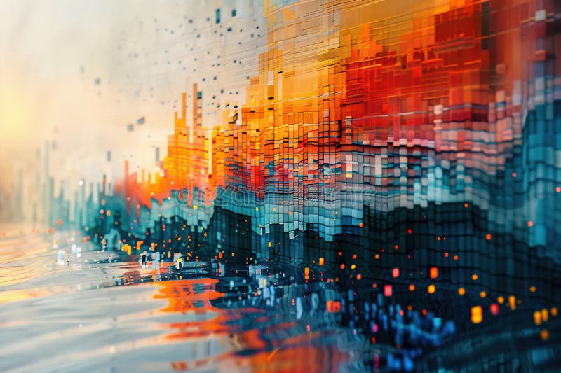 Dispersed Pixel Background. Abstract Image of Bar Charts in the Form of ...