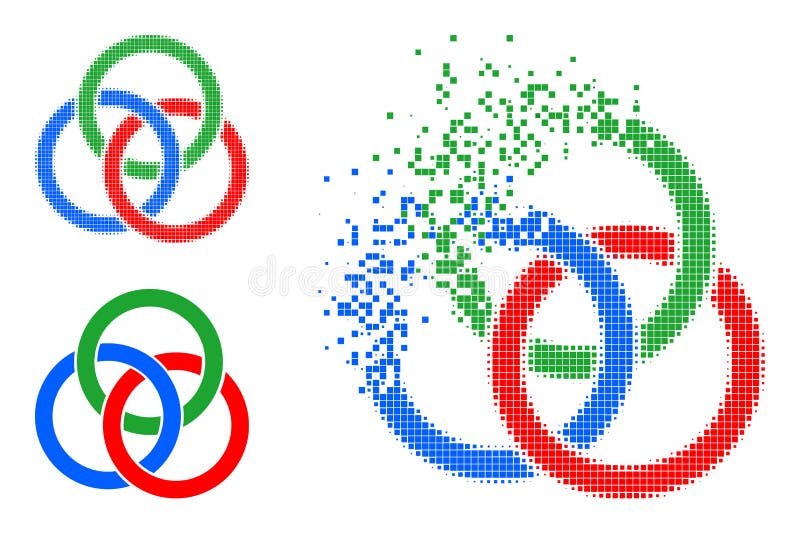 Dispersed Pixel Circle Links Knot Glyph with Halftone Version Stock ...