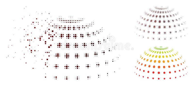 Dispersed Pixel Halftone Abstract Dotted Semi-Sphere Icon Stock Vector ...