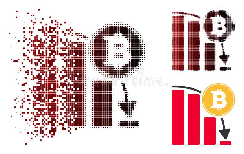 Dispersed Pixel Halftone Bitcoin Falling Chart Icon Stock Vector ...