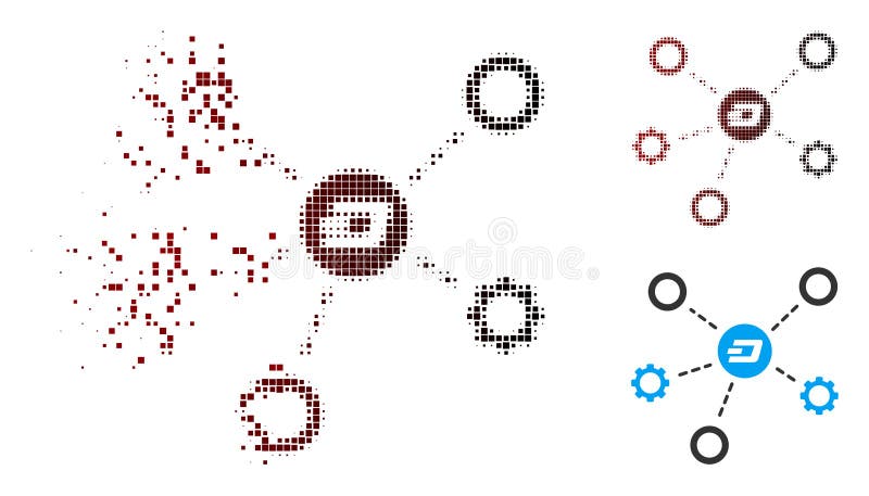 Dispersed Pixel Halftone Dash Network Structure Icon Stock Vector ...