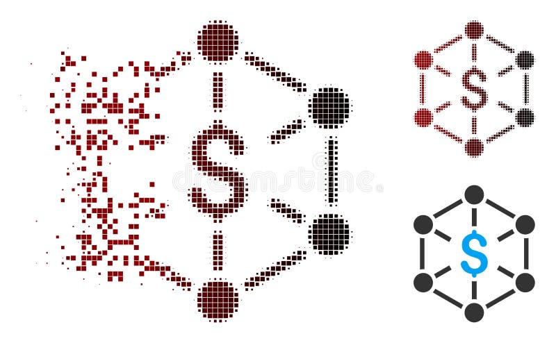 Dispersed Pixel Halftone Financial Network Icon Stock Vector ...