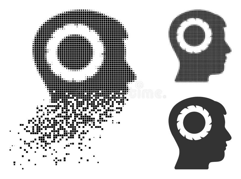 Dispersed Pixel Halftone Human Memory Wheel Icon Stock Vector ...