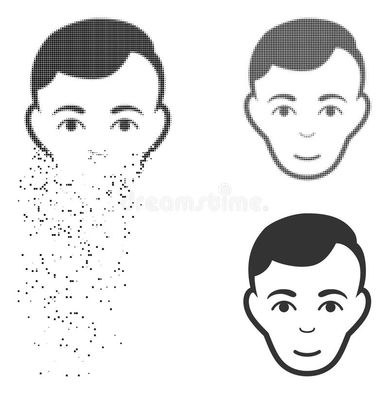 Dispersed Pixel Halftone Man Face Icon with Face Stock Vector ...