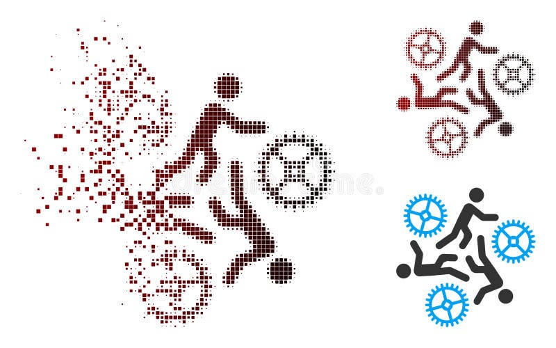 Dispersed Pixel Halftone Running Persons for Gears Icon Stock Vector ... Dispersed Pixel Halftone Running Persons for Gears Icon Stock Vector ...