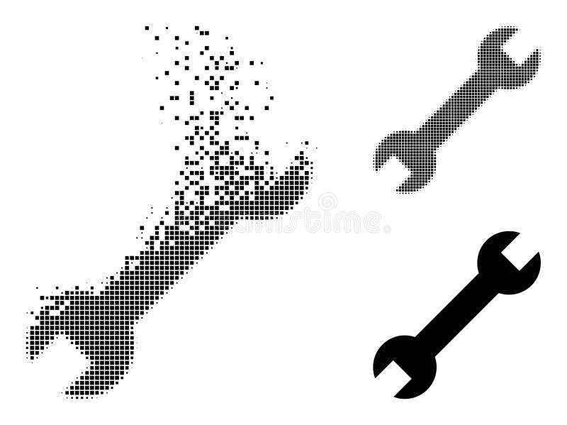 Dispersed Pixel and Original Spanner Icon Stock Vector - Illustration ...