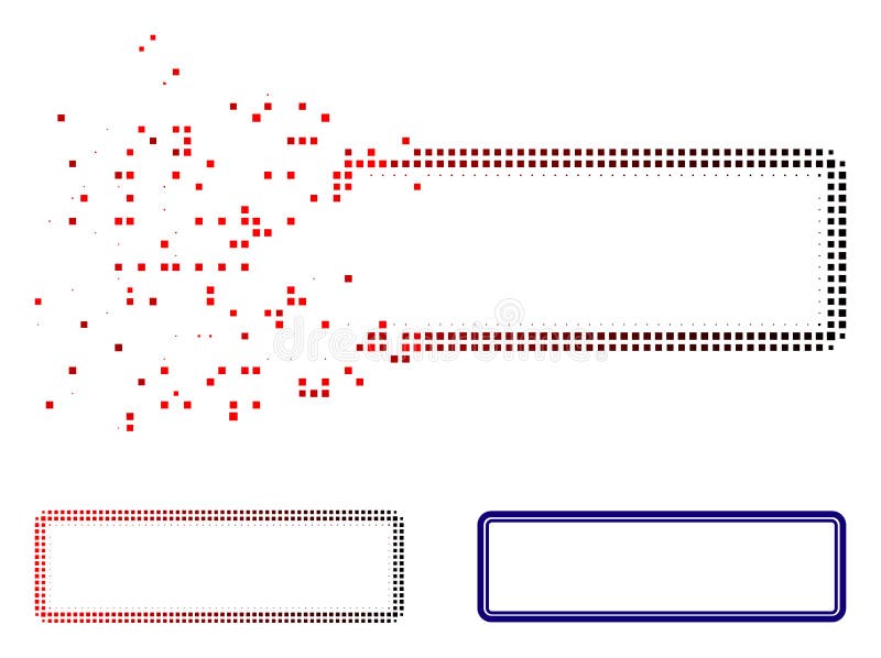Dispersed Pixelated Halftone Double Rounded Rectangle Frame Icon Stock ...