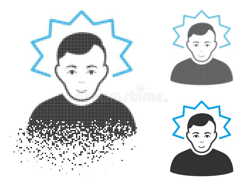 Dispersed Pixelated Halftone Inventor Icon with Face Stock Vector ...