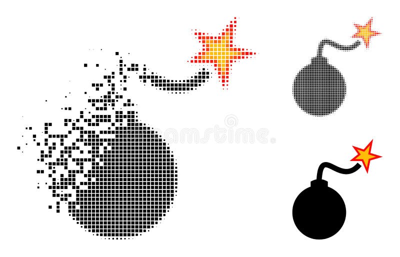 Dispersed Pixelated and Original Bomb Ignition Icon Stock Vector ...