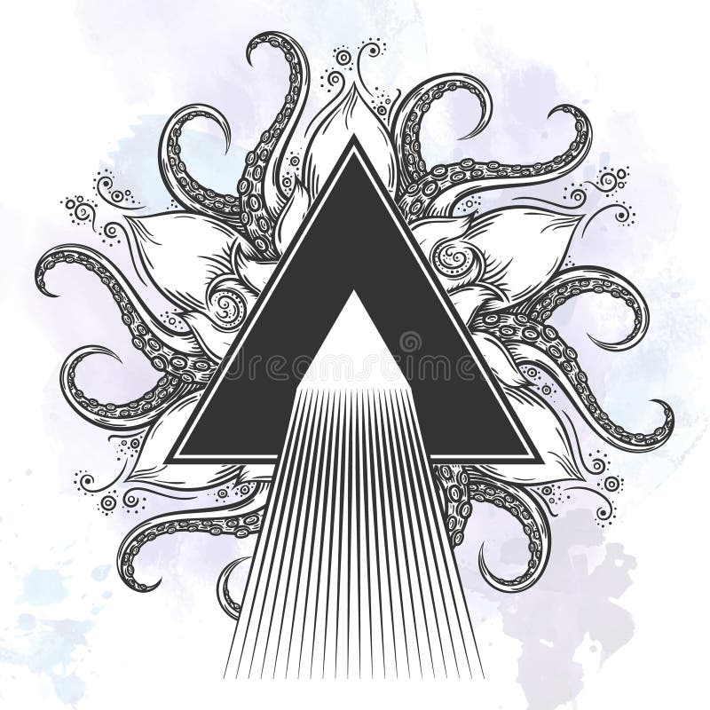 Nautical Mandala with Octopus Tentacles and Floral Elements. Stock ...