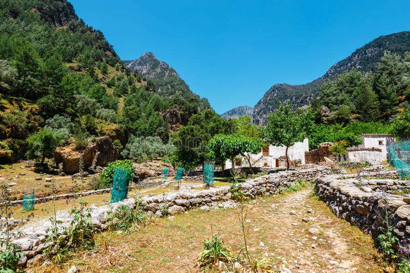 Displaced Village Samaria in Samaria Gorge, Greece Stock Photo - Image ...
