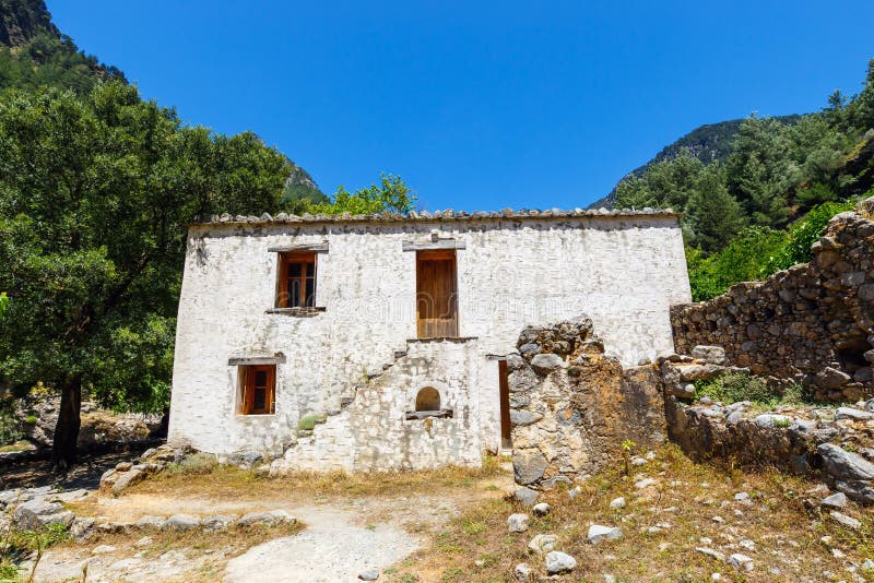 Displaced Village Samaria in Samaria Gorge, Greece Stock Photo - Image ...