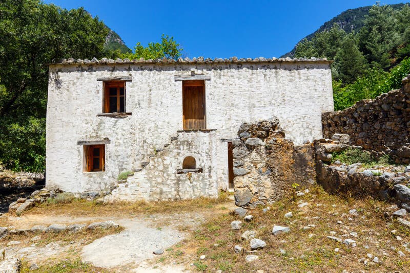 Displaced Village Samaria in Samaria Gorge, Greece Stock Photo - Image ...