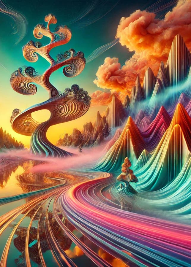 Path less Traveled To a Science Fiction Planet with Wavy Mountains and ...