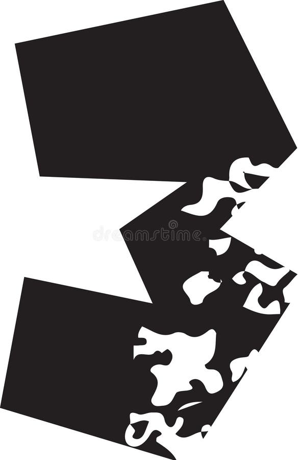Display Alphabet Grunge Corner Paper Cut Font Number 3 Three Stock ...