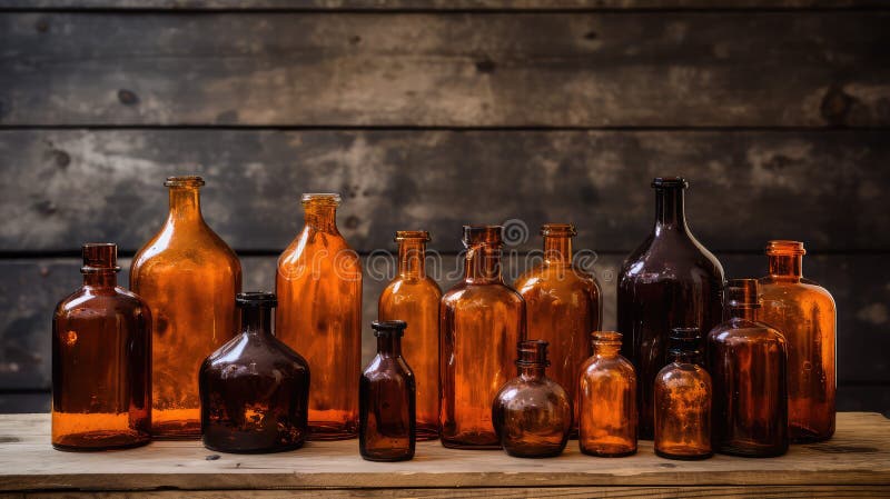 Display Amber Glass Bottles Stock Illustration - Illustration of ...