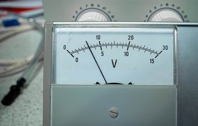 Display of an Analog Voltmeter Stock Image - Image of engineering ...