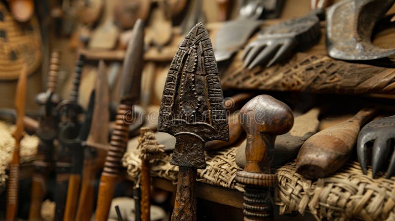 A Display of Ancient Weapons and Tools Used by Early Civilizations and ...