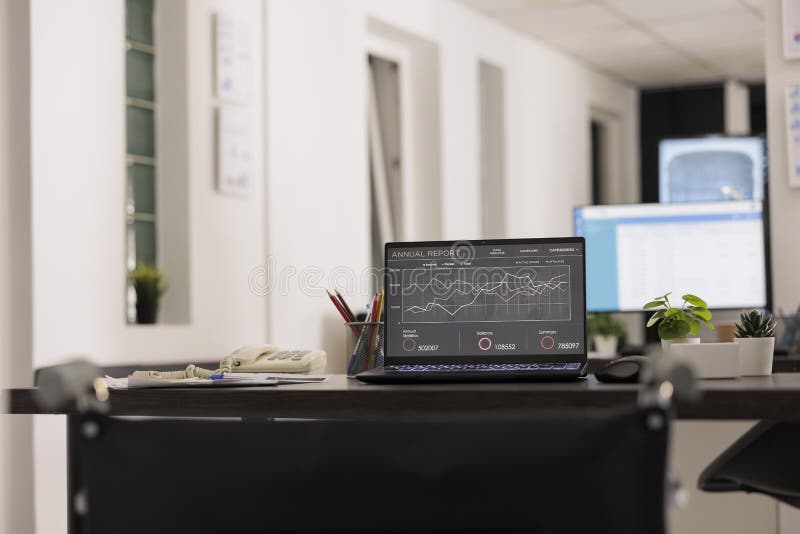 Display with Annual Statistical Report in Unmanned Workplace Stock ...
