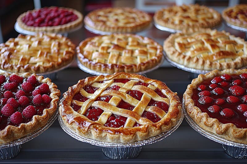 A Display of Assorted Delicious Pies with Various Fruit Fillings and ...